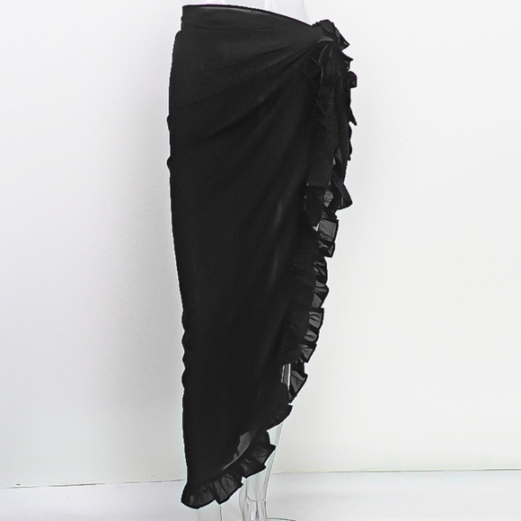 Swim | Black Sheer Ruffle Skirt Cover Up | Poshmark